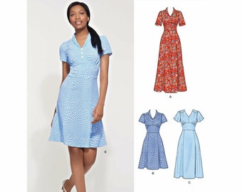 Sewing Pattern for Womens Dress, Fit and Flare Dress, Square Neckline ...