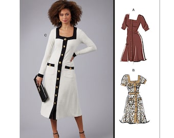 Sewing Pattern for Womens Knit Dress, Long Sleeve Dress, Winter Dress ...