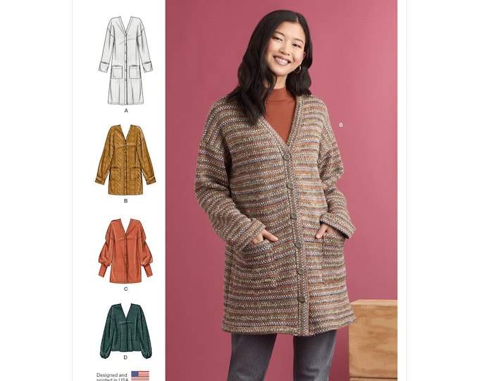 Sewing Pattern for Women's Cardigan, Long Cardigan Jacket, Knit ...