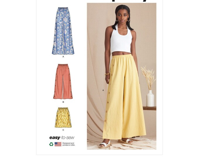 Easy Sewing Pattern for Womens Pants, Wide Leg Pants, High Waisted ...