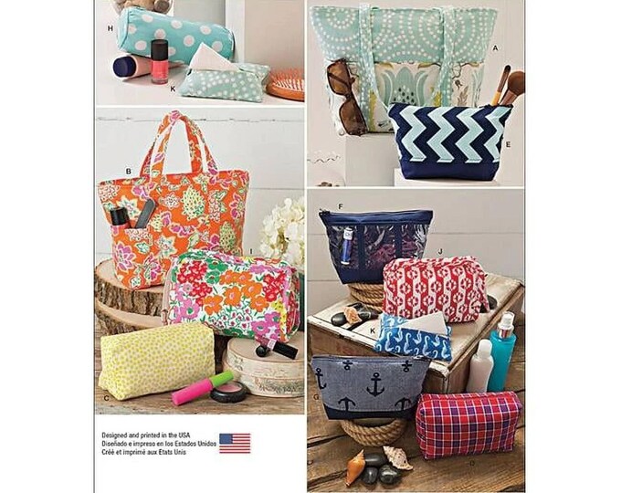 Sewing Pattern for Cosmetic Bags, Tote Bag, Travel Bag, Toiletry Bag Pattern, Simplicity 1153 ...
