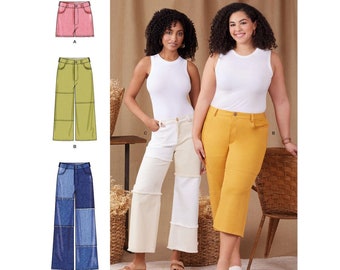 Easy Sewing Pattern for Womens Pants, Wide Leg Pants, High Waisted ...
