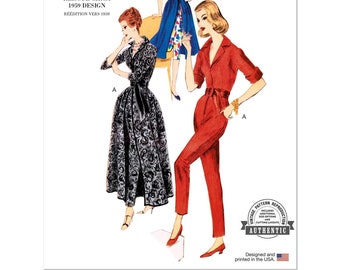 Sewing Pattern for Womens Jumpsuit, 70s Jumpsuit, Zip Front Jumpsuit ...