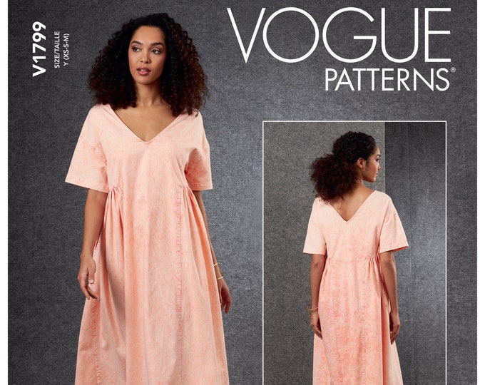 Vogue Sewing Pattern for Women's Dress, Pullover Dress, Loose Fitting ...