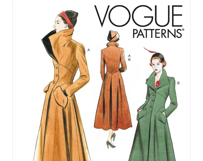 Vogue Sewing Pattern for Womens Jackets, Vintage Style Jacket, Long ...