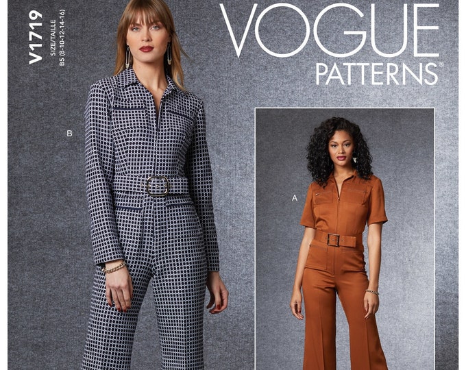 Vogue Sewing Pattern for Women's Jumpsuit, Wide Leg Jumpsuit, Long ...