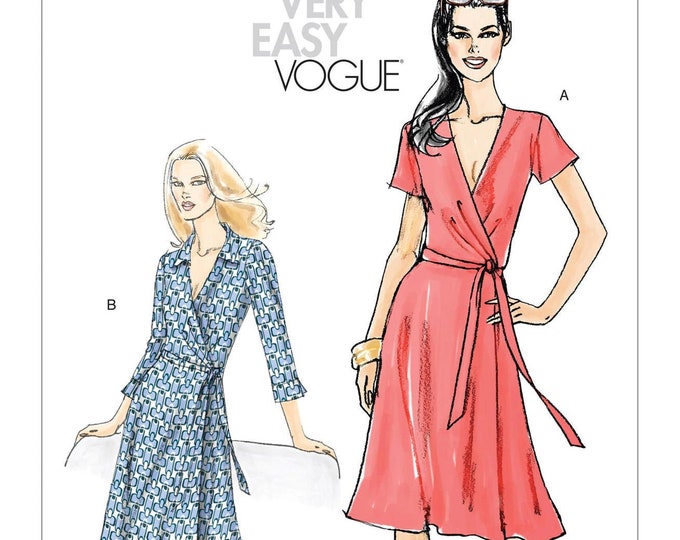 Easy Vogue Sewing Pattern for Womens Knit Dress, Wrap Dress Pattern, A ...
