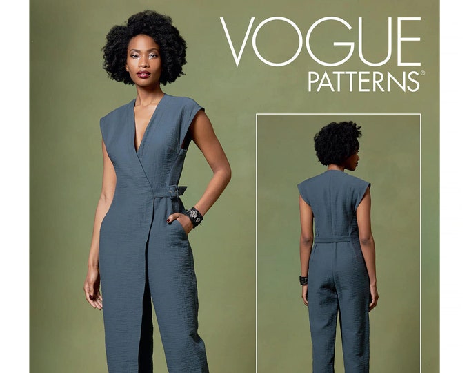 Vogue Sewing Pattern for Womens Jumpsuit, Mock Wrap Jumpsuit Pattern ...