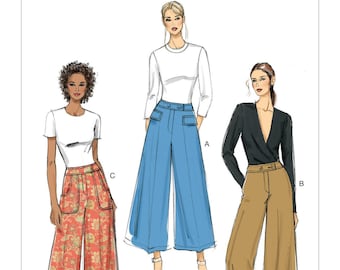 Easy Sewing Pattern for Womens Pants, Wide Leg Pants, Cropped Pants ...