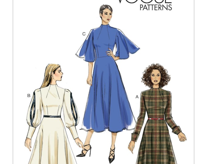 Easy Vogue Sewing Pattern for Womens Dress, Halter Neck Dress, Deep V ...