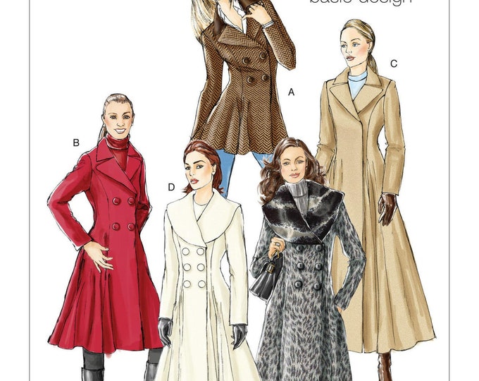 Vogue Sewing Pattern for Womens Jacket, Double Breasted Coat, Long ...