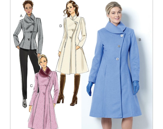 Sewing Pattern for Womens Fit and Flare Jacket, Lined Coat Pattern ...