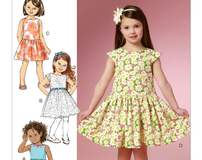 Sewing Pattern for Girl's Dress, Girl's Gathered Skirt Dress, Lined ...