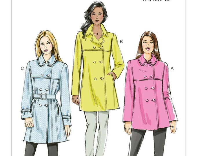 Vogue Sewing Pattern for Womens Jacket, Double Breasted Coat, Long ...