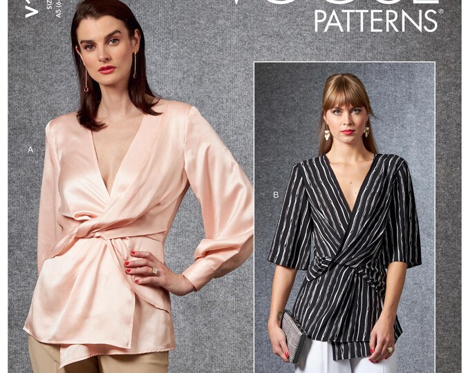 Vogue Sewing Pattern for Womens Tops V Neck Tops Long Sleeve - Etsy