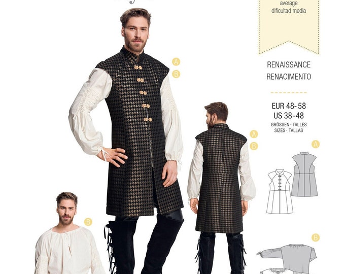 Sewing Pattern for Mens Costume Jacket and Shirt, Mens Waistcoat ...