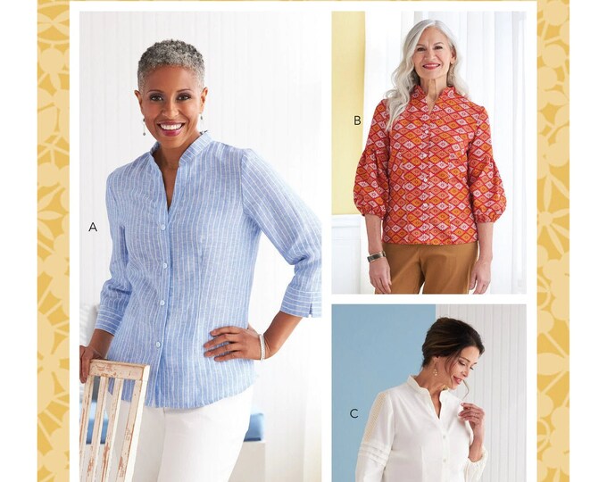 Sewing Pattern for Women's Tops, Button Front Tops, Puff Sleeve Top ...