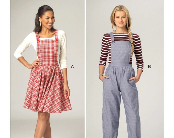 Sewing Pattern for Womens Overalls and Dress Pattern, Apron Back Dress ...