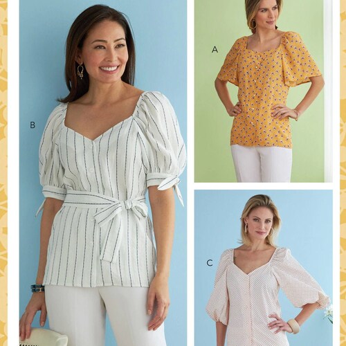 Sewing Pattern for Women's Tops Short Sleeve Tie Front - Etsy