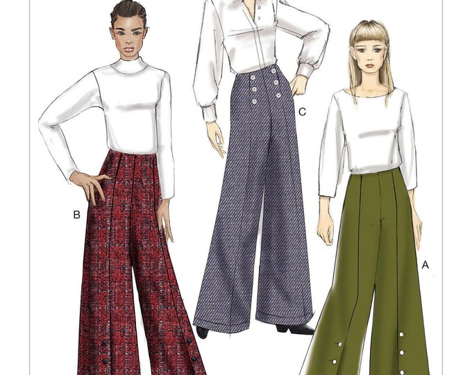 Vogue Sewing Pattern for Womens Pants, Wide Leg Pants, Cropped Pants ...