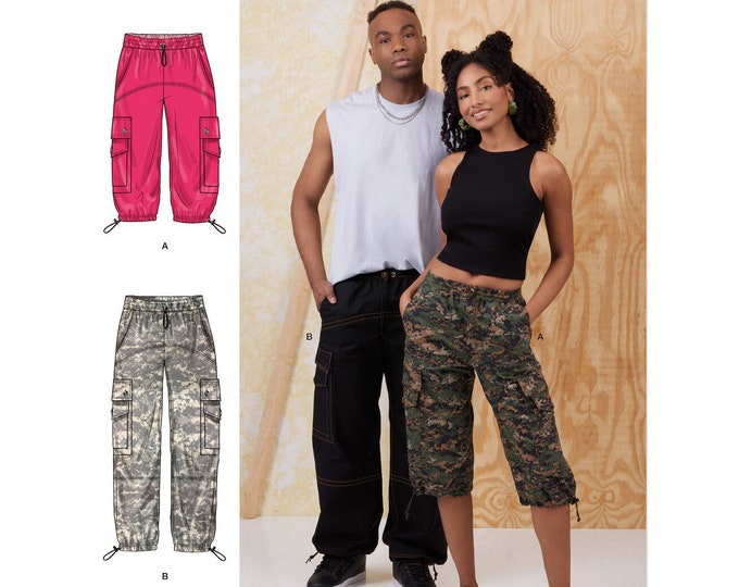 Sewing Pattern for Womens and Men's Pants, Cargo Pants, Drawstring ...