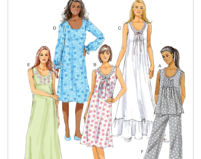 Sewing Pattern for Womens Pajamas, Nightgown Pattern, Camisole, Womens ...