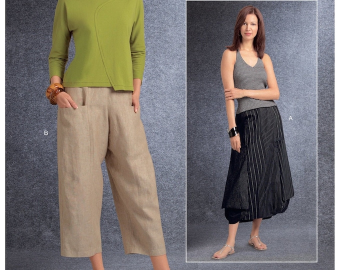 Vogue Sewing Pattern for Womens Pants and Skirt Pattern, Loose Fitting ...