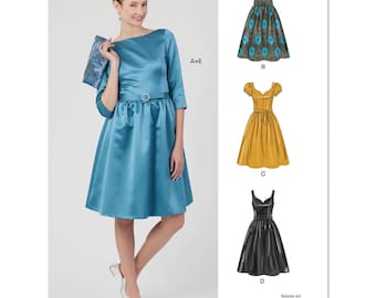 Sewing Pattern for Womens Dress, Fit and Flare Dress, Square Neckline ...