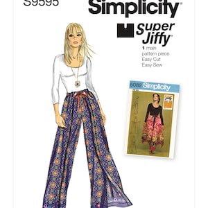 Easy Sewing Pattern for Womens Pants, Wide Leg Pants, High Waisted ...