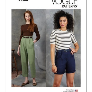 Vogue Sewing Pattern for Womens Pants and Shorts High Waisted - Etsy