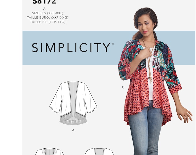 Easy Sewing Pattern for Womens Jackets, Kimono Jacket, Womens Cardigan ...