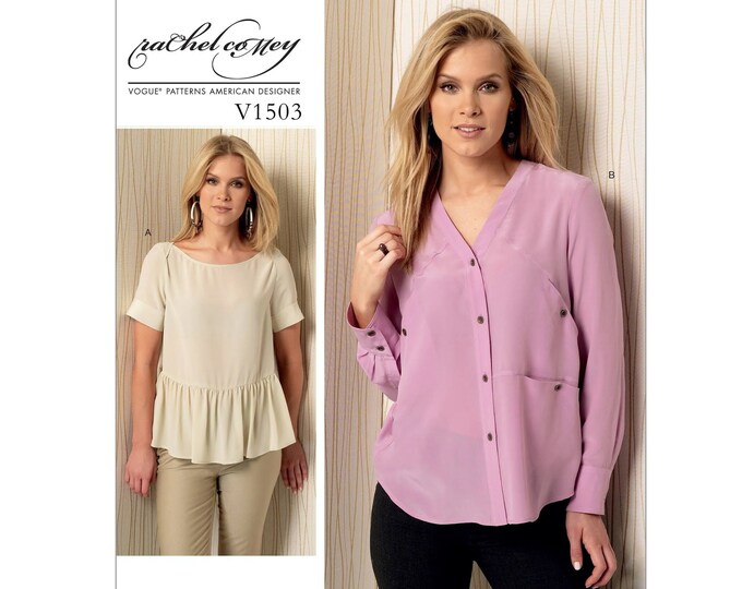 Vogue Sewing Pattern for Womens Tops, Button Front Tops, Long Sleeve ...