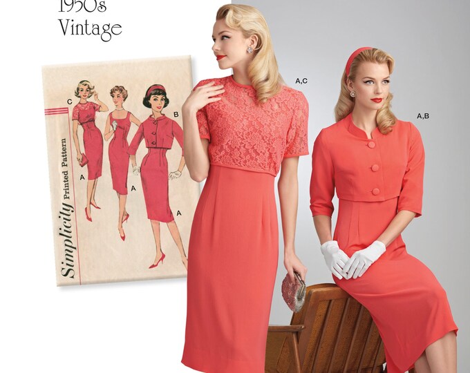 Sewing Pattern for Womens Dress and Jacket, Vintage Style Dress, Bolero ...