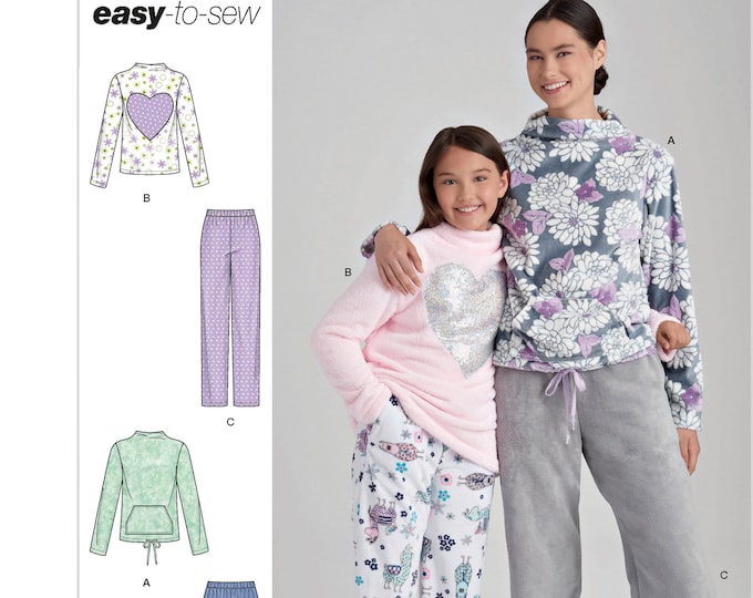 Sewing Pattern for Women's and Girls Pajamas, Fleece Sweatshirt, Pajama ...