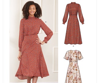 Sewing Pattern for Womens Dress, Long Sleeve Dress, Midi Dress, Winter ...
