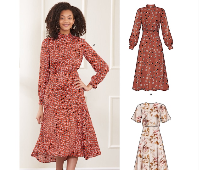 Sewing Pattern for Womens Dress, Long Sleeve Dress, Midi Dress, Winter ...