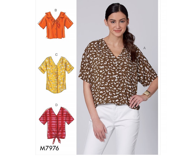 Easy Sewing Pattern for Women's Tops, Button Front Tops, Short Sleeve ...