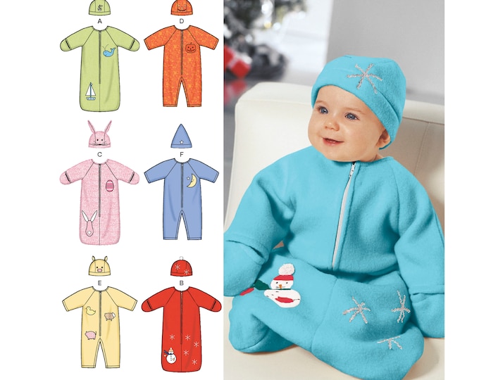Sewing Pattern for Baby Girl or Boys Romper, Bunting, and Hat, Baby ...