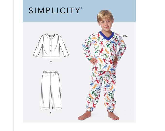 Sewing Pattern for Boys Pajamas, Boys Pajama Tops and Bottoms, Long ...