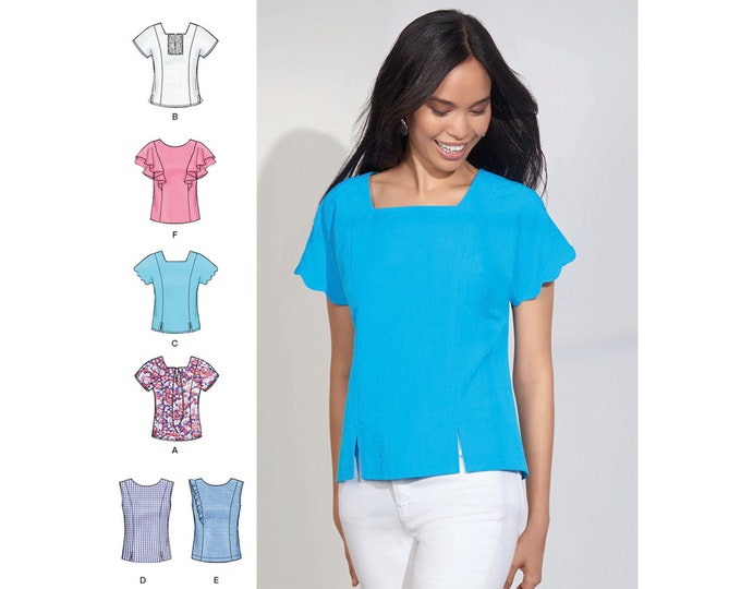 Sewing Pattern for Women's Tops, Short Sleeve Tops, Tank Tops, Square ...