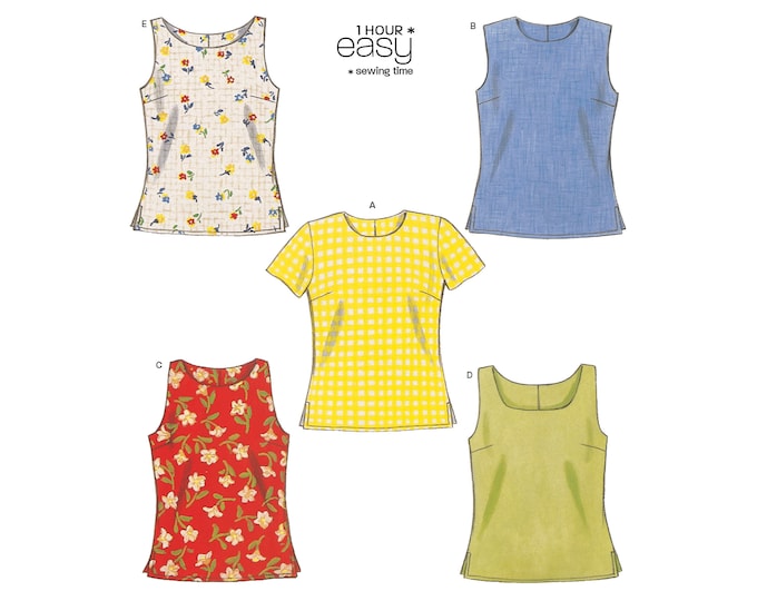 Sewing Pattern for Women's Tops, Tank Tops, Short Sleeve Tops, Basic ...