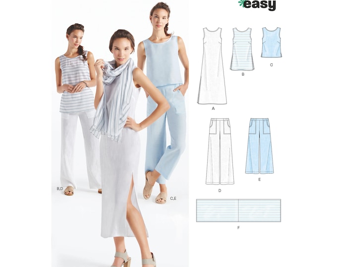 Sewing Pattern for Women's Tops, Dress, and Pants, Wide Leg Pants, Maxi ...