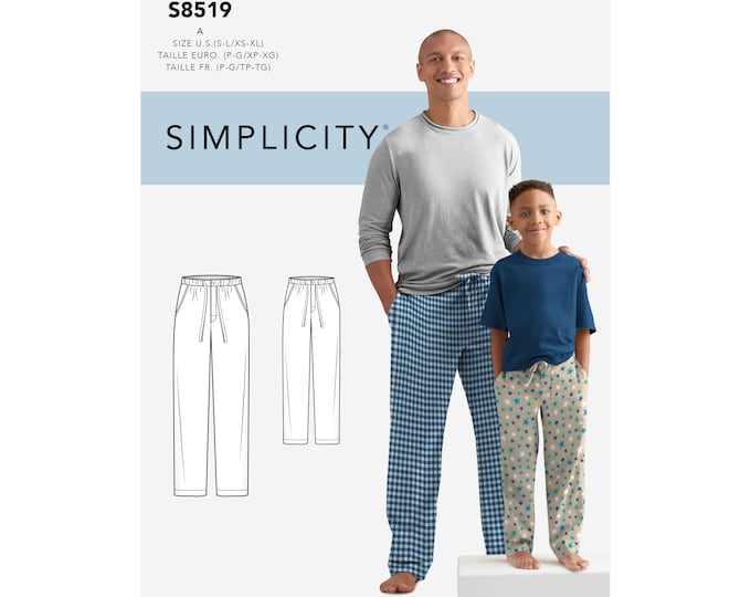 Sewing Pattern for Boy's and Men's Pajama Bottoms, Pajama Pants, Loungewear, Drawstring Pants ...