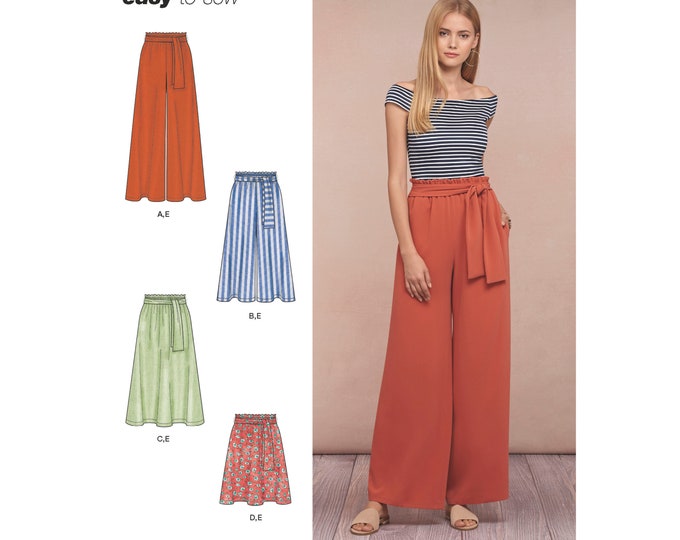 Sewing Pattern for Womens Pants and Skirt, Wide Leg Pants, Flared Skirt ...