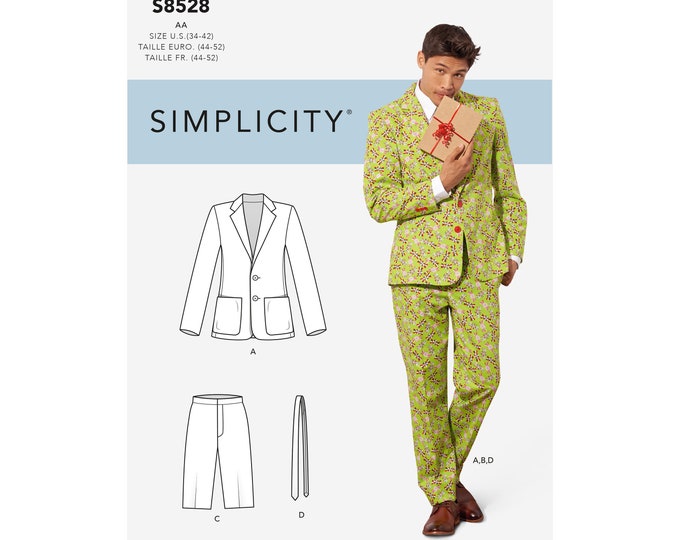Sewing Pattern for Men's Suit, Mens Suit Jacket, Pants, Tie and Shorts ...