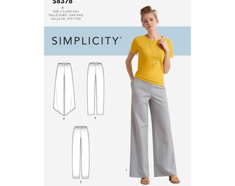 Easy Sewing Pattern for Womens Pants, Wide Leg Pants, High Waisted ...