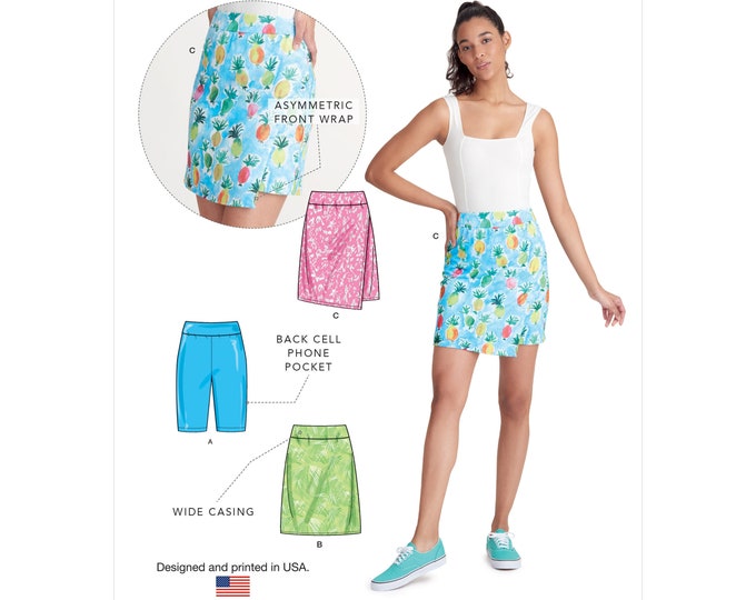 Sewing Pattern for Womens Knit Shorts, Skort, and Skirt, Mini Skirt ...