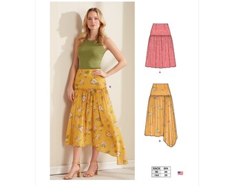 Sewing Pattern for Women's Skirts, Midi Skirt, High Waisted Skirt, A ...