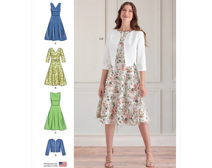 Sewing Pattern for Women's Dress and Jacket, Fit and Flare Dress ...