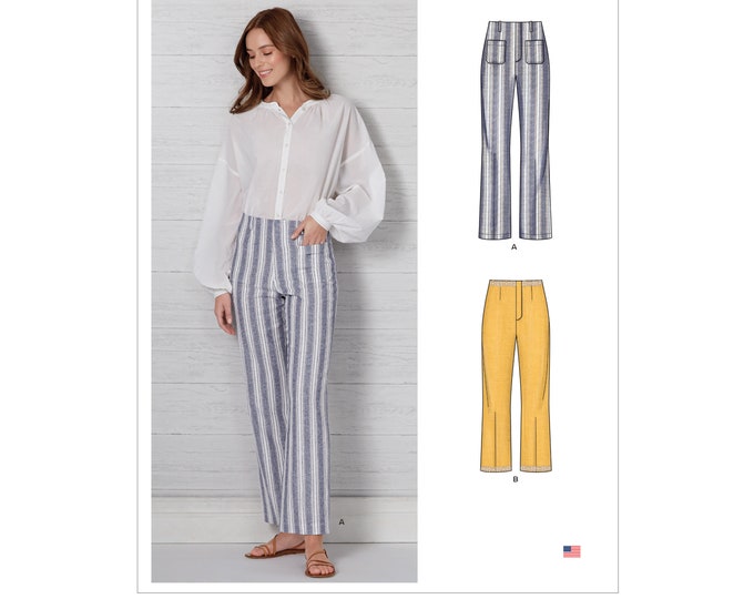 Easy Sewing Pattern for Womens Pants, Wide Leg Pants, High Waisted ...